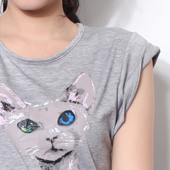 Elastic Kitty Pattern Slim Dress on Luulla